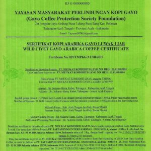 Wallacea Coffee Certified Wild Kopi Luwak Coffee Beans, Civet Coffee, Kopi Luwak From Gayo Sumatra Indonesia, coffee beans (8.8 oz)