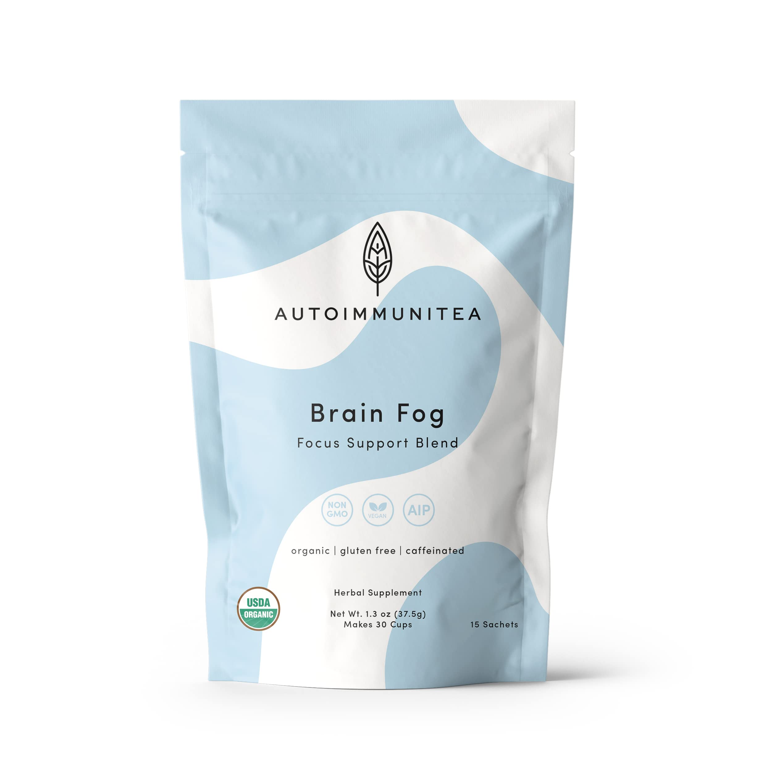 Brain Fog Tea for Herbal Focus & Memory, AIP Autoimmune Protocol Diet Compliant Foods, Whole 30, Paleo Friendly - Nootropics Support Herbs Gingko Biloba, Peppermint, Gotu Kola