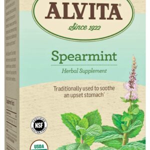 Alvita Organic Spearmint Herbal Tea - Made with Premium Quality Organic Spearmint Leaves, A Delicate Mint Flavor and Aroma, 24 Tea Bags