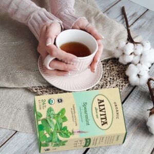 Alvita Organic Spearmint Herbal Tea - Made with Premium Quality Organic Spearmint Leaves, A Delicate Mint Flavor and Aroma, 24 Tea Bags