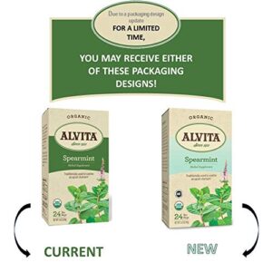 Alvita Organic Spearmint Herbal Tea - Made with Premium Quality Organic Spearmint Leaves, A Delicate Mint Flavor and Aroma, 24 Tea Bags