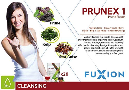 FuXion Prunex 1 Tea Instant Drink Mix - Colon Cleanse Detox for Optimal Intestinal Transit - 1 Pouch of 28 Sticks