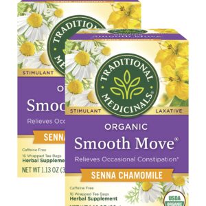 Traditional Medicinals Smooth Move Senna Herbal Stimulant Laxative Tea, Chamomile, Net WT 1.13oz (Pack - 2)