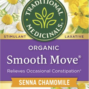 Traditional Medicinals Smooth Move Senna Herbal Stimulant Laxative Tea, Chamomile, Net WT 1.13oz (Pack - 2)