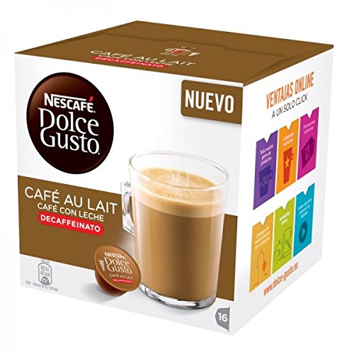 Nescafe DOLCE GUSTO Pods/ Capsules - CAFE AU LAIT DECAFFEINATED (NEW) = 16 count (pack of 3)