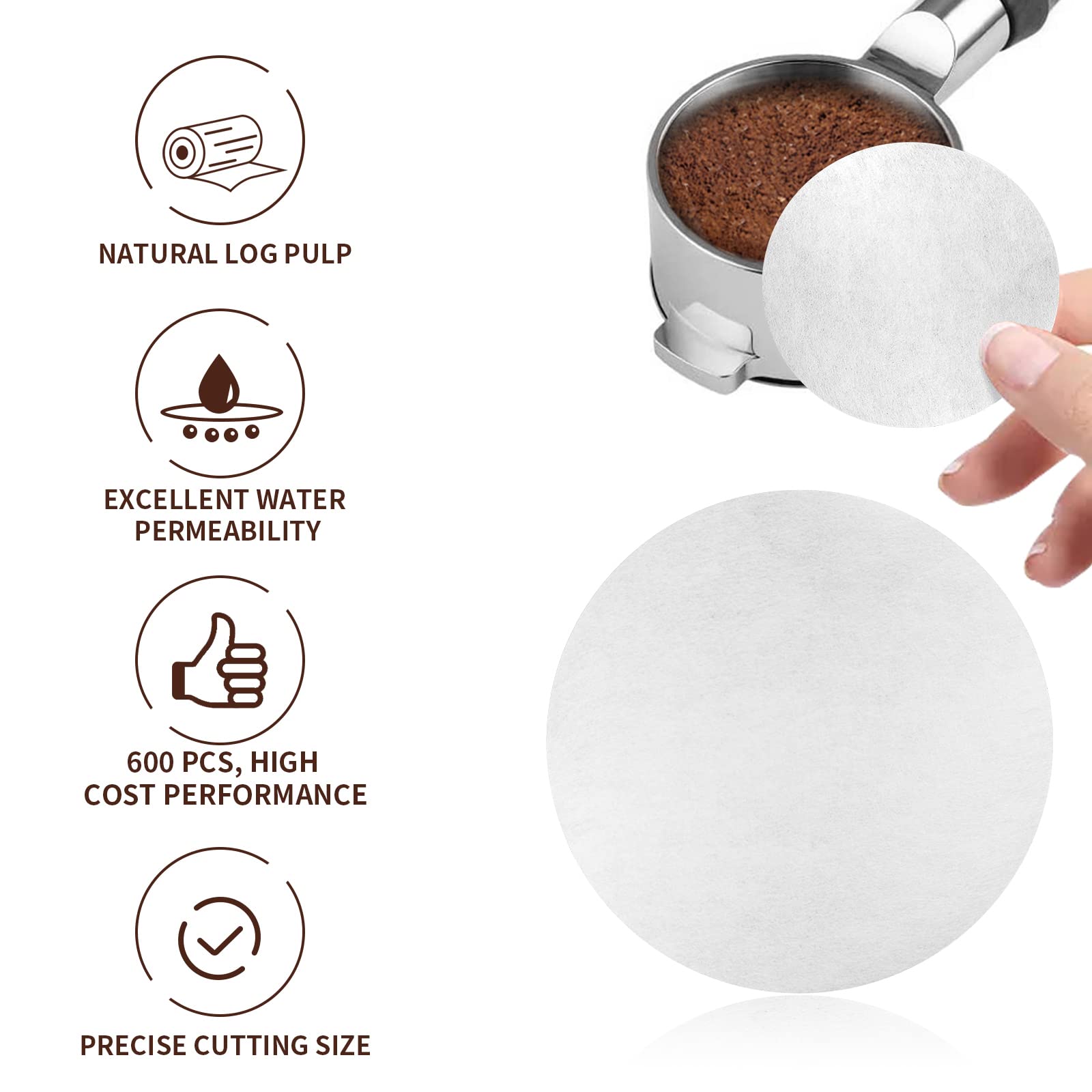 500 Pcs Coffee Paper Filter for Espresso Coffee Maker, 51 mm Unbleached Espresso Filter Puck Screen Portafilter Paper Compatible with Breville Barista, Mr. Coffee and Other Espresso Machine