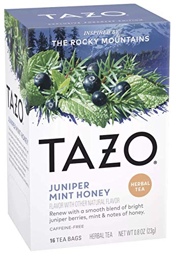 Tazo Herbal Juniper Mint Honey Tea 16 Count. Herbal tea bags. Caffeine Free. 2 Pack.