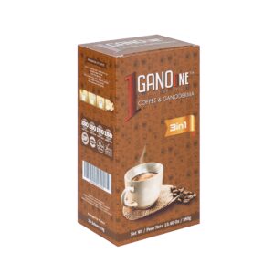 1 Box GanoOne 3 in 1 Reishi Mushroom Instant Coffee - with Organic Ganoderma Extract - Blend with Creamer and Sugar - Easy to Use 20 Single-Serve Sachets