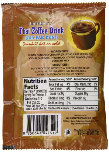 De De Instant Thai Coffee Drink, 12 count