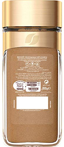 NESCAFE Gold Espresso 100% Arabica Aroma Intense Instant Coffee Beans Beverages for a Perfect Day Start Jar 100 gm