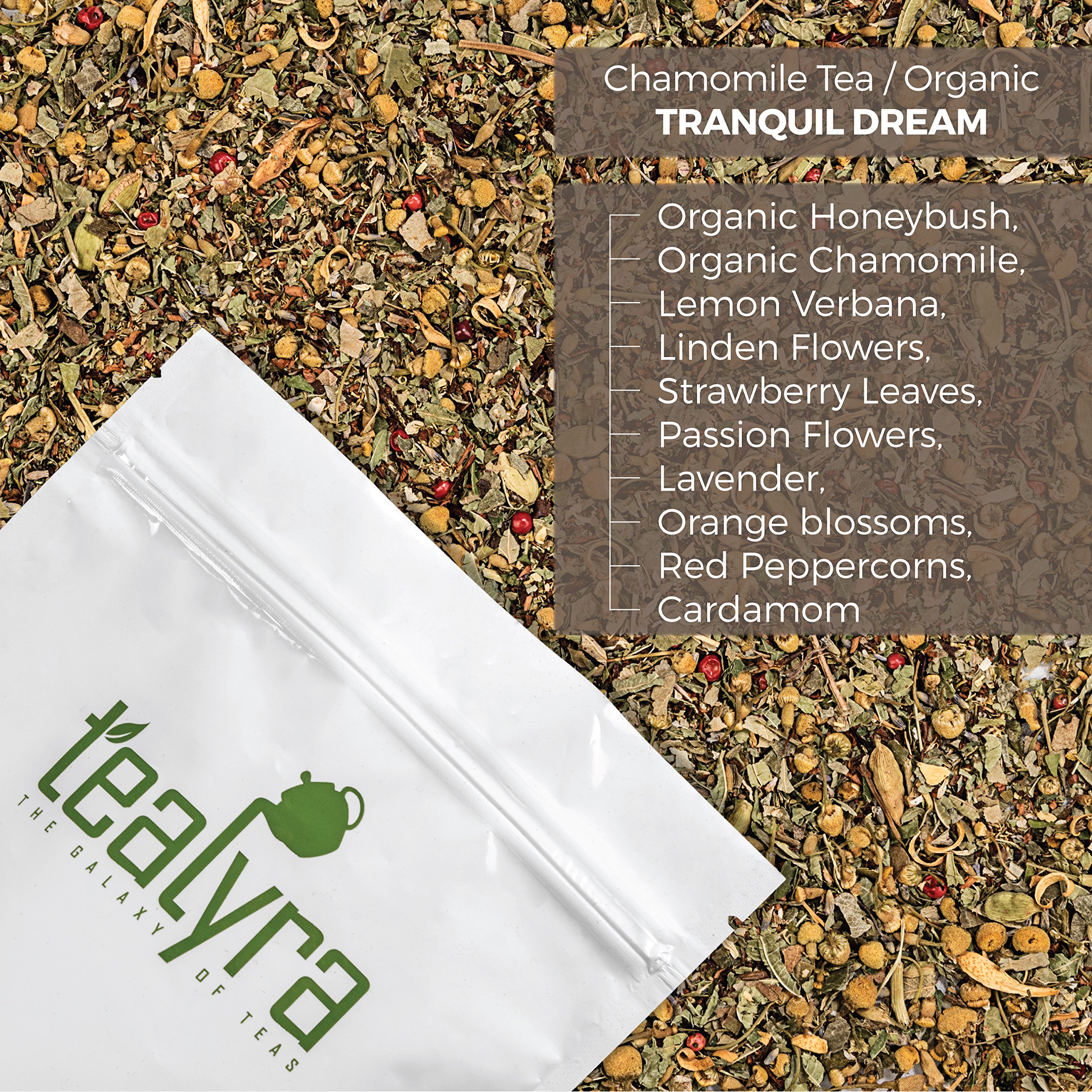 Tealyra - Tranquil Dream - Chamomile Honeybush Lavender - Calming - Relaxing - Herbal Loose Leaf Tea - Caffeine-Free - All Natural - 110g (4-ounce)