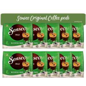 senseo mild light roast coffee pods, 16 count (pack of 10) - single serve coffee pods bulk pack for senseo coffee machine - compostable coffee pods for hot or iced coffee, cold brew coffee