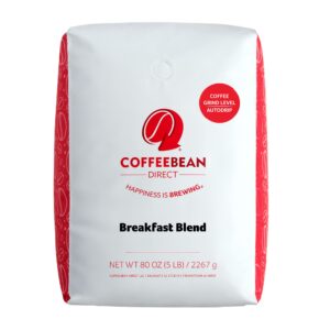 coffee bean direct breakfast blend, ground coffee, 5-pound bag