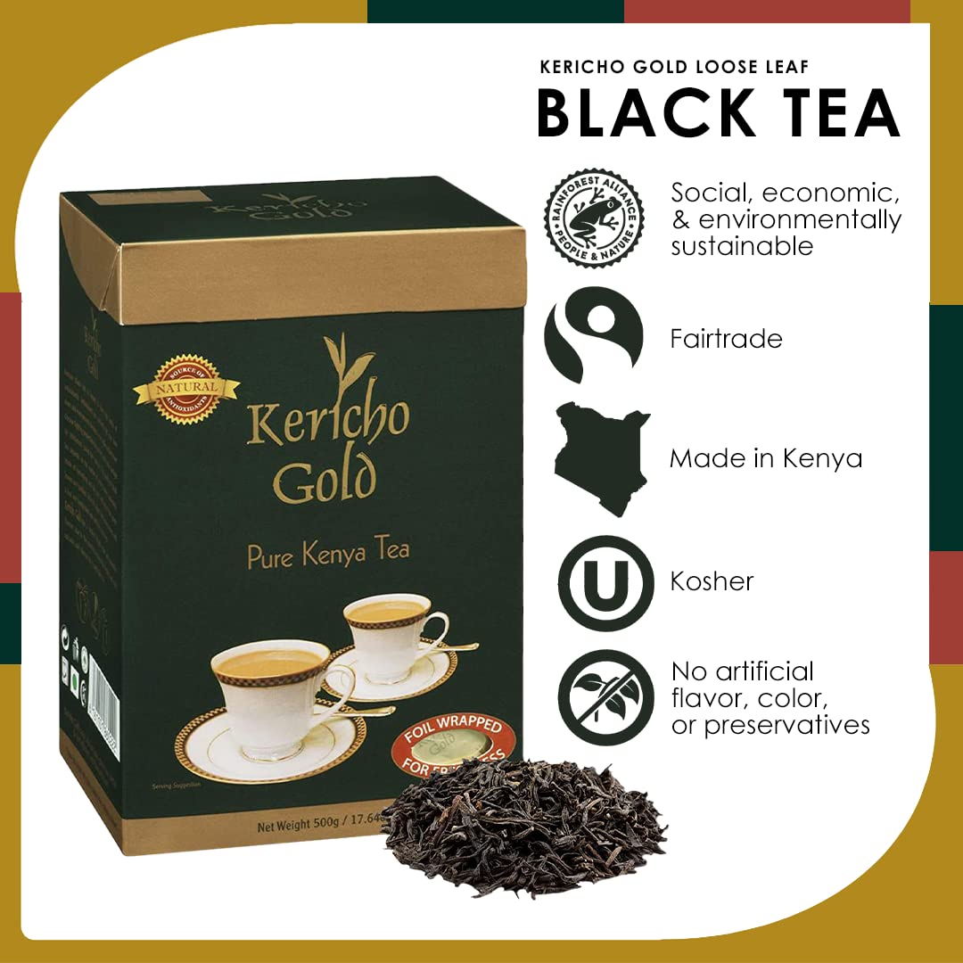 Kericho Gold Black Loose Leaf Tea - Rich in Antioxidants - Orange Pekoe Tea - Kenya Origin - Unique Flavor - 500g