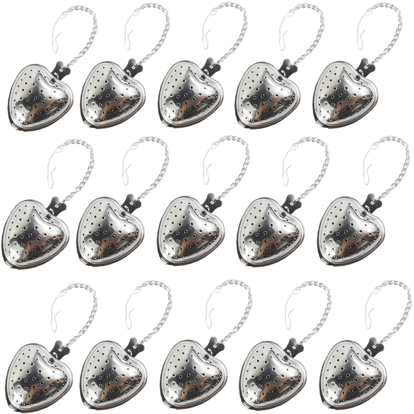 RONYOUNG 15Pcs Stainless Steel Tea Ball Mesh Tea Infuser Strainers Premium Tea Filter Tea Interval Diffuser with Extended Chain Hook for Brew Loose Leaf Tea and Seasonings &spices