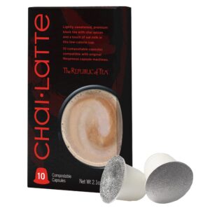 the republic of tea chai•latte capsule-compatible recyclable tea pods (10 count)