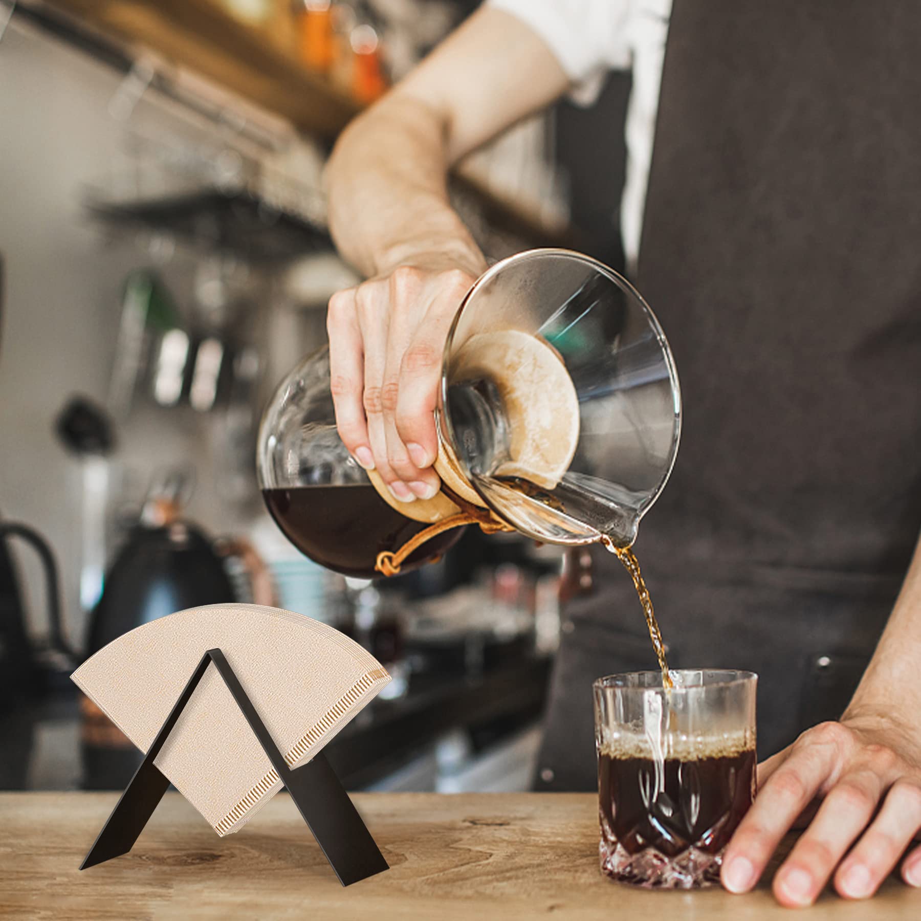 Cone Coffee Filter Holder Storage,Black Coffee Filter Storage,Metal Coffee Filter Paper Holder, 7.5''x 2''x 3.3''