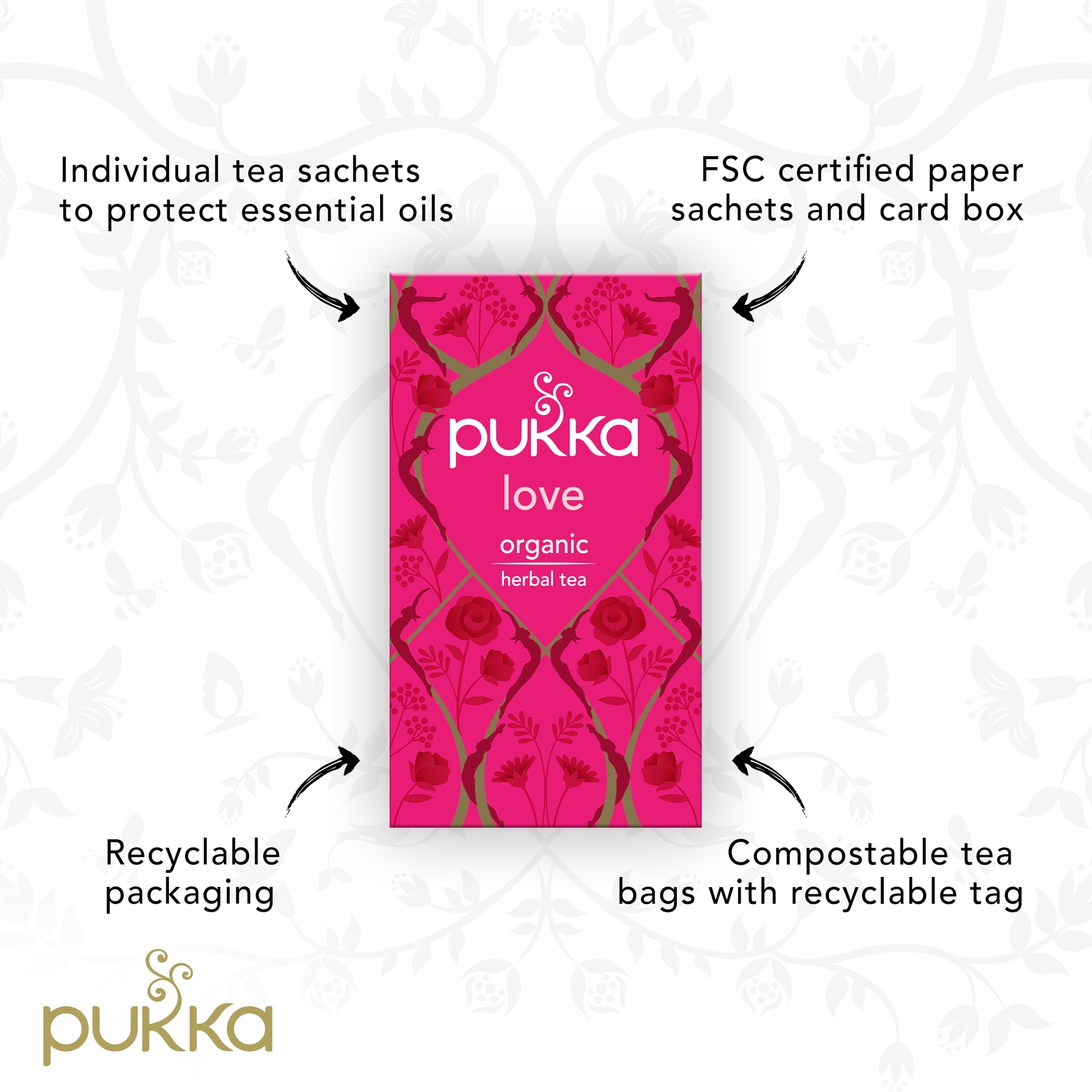 Pukka Organic Herbal Tea Love 20 Tea Bags