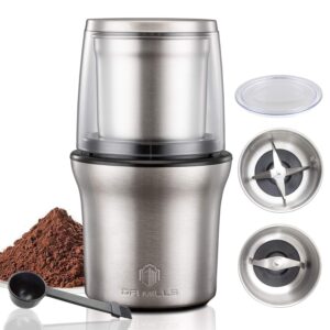 dr mills dm-7412m electric spice grinder and coffee grinder, grinder and chopper,detachable cup, diswash free, blade & cup made with sus304 stianlees steel