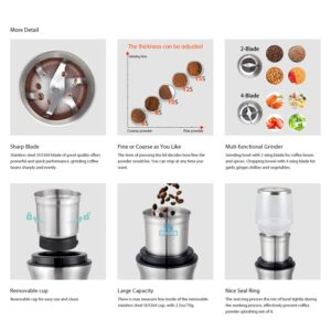 DR MILLS DM-7412M Electric Spice Grinder and Coffee Grinder, Grinder and chopper,detachable cup, diswash free, Blade & cup made with SUS304 stianlees steel