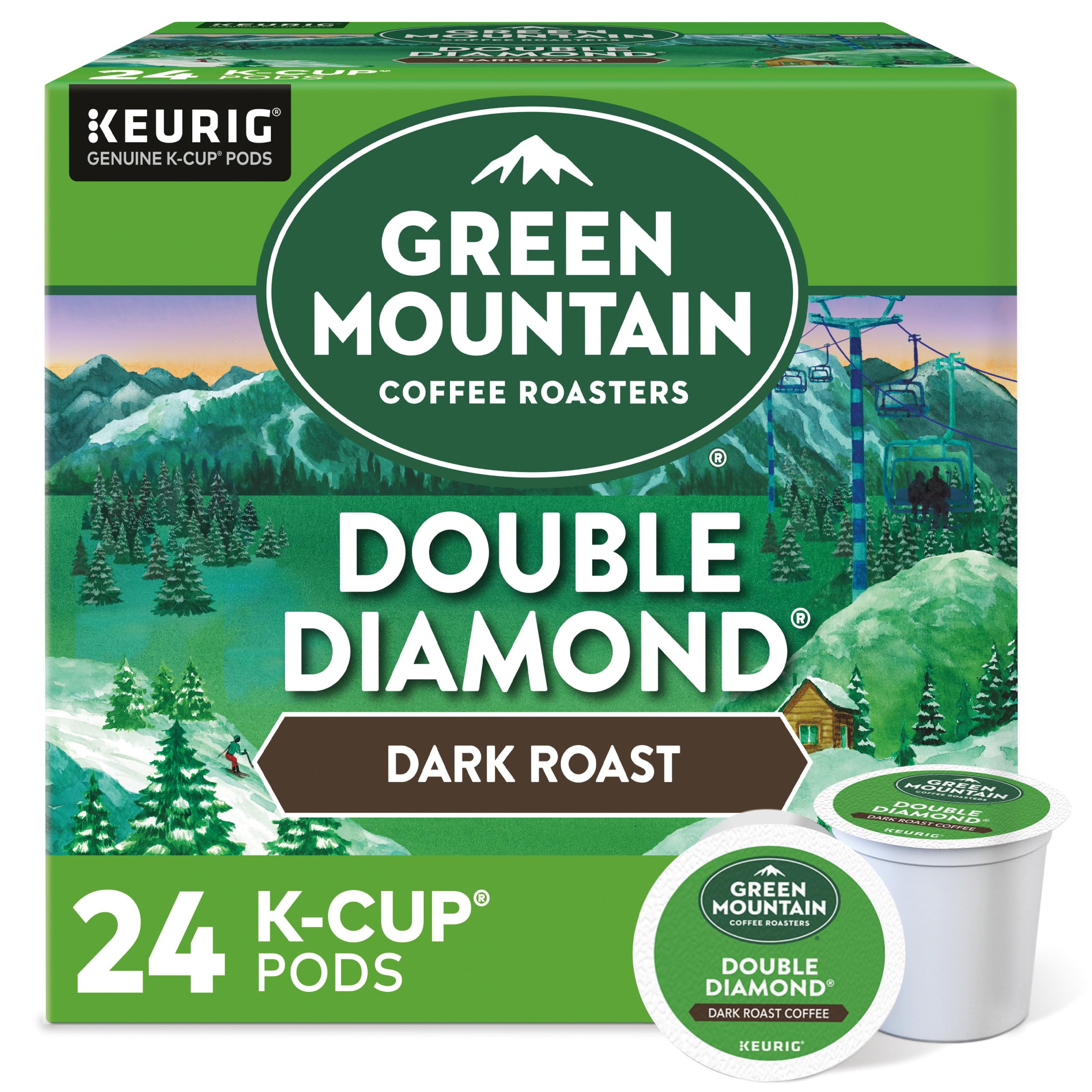 Green Mountain Coffee Roasters Double Diamond, Single-Serve Keurig K-Cup Pods, Dark Roast Coffee, 24 Count