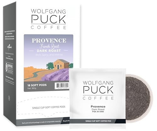 Wolfgang Puck Coffee, Provence French Roast Gram Coffee, 9.5 Gram Pods, 18 Count