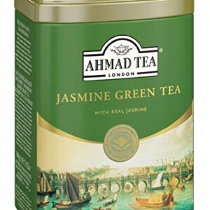 Ahmad Tea Black Tea, Jasmine Black Tea Loose Leaf, Metal Tin 100g - Caffeinated and Sugar-Free