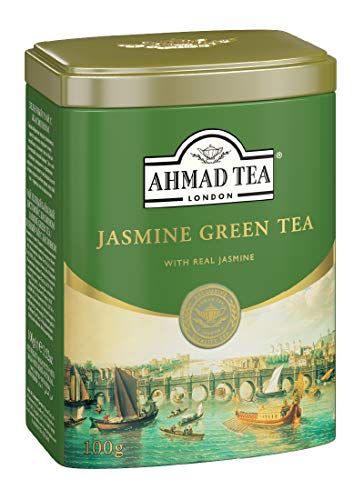 Ahmad Tea Black Tea, Jasmine Black Tea Loose Leaf, Metal Tin 100g - Caffeinated and Sugar-Free