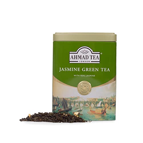 Ahmad Tea Black Tea, Jasmine Black Tea Loose Leaf, Metal Tin 100g - Caffeinated and Sugar-Free