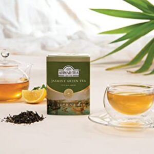 Ahmad Tea Black Tea, Jasmine Black Tea Loose Leaf, Metal Tin 100g - Caffeinated and Sugar-Free