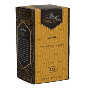 harney & sons premium black tea, tea bags, brown (30698), chai, 20.0 count