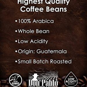 2LB Pablo's Pride Guatemala - Medium-Dark Roast - Whole Bean Arabica Coffee - Low Acidity - 2 Pound Bag