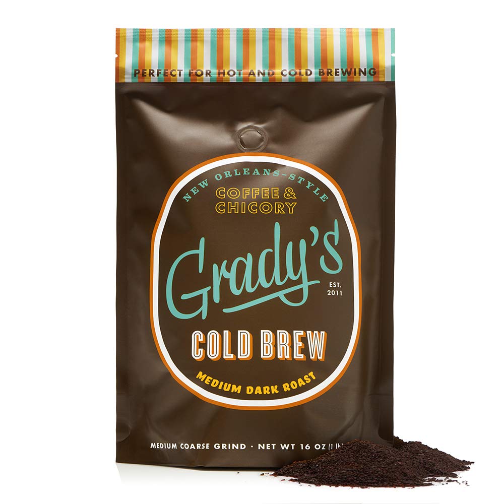 GRADY’S Cold Brew Coffee | Coarse Ground Coffee - Medium Dark Roast | New Orleans Style Coffee Perfect for Hot or Cold Brew Coffee | 1 LB Coarse Grounds