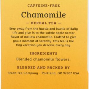 Stash Chamomile Herbal Tea, Caffeine Free, 20 Tea Bags Per Box