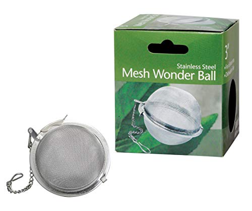 HIC Loose Tea Leaf Strainer and Herbal Infuser, 18/8 Stainless Steel, Mesh Tea Ball, 3-Inch