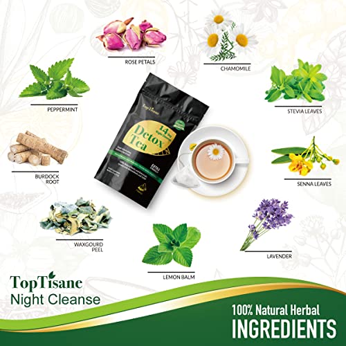 TOPTISANE 14 Day Detox Cleanse Tea for Belly Fat, Herbal Tea for Metabolism, 1 Morning Tea (14 Bags) 1 Night Tea (7 Bags), Body Cleanse for Women