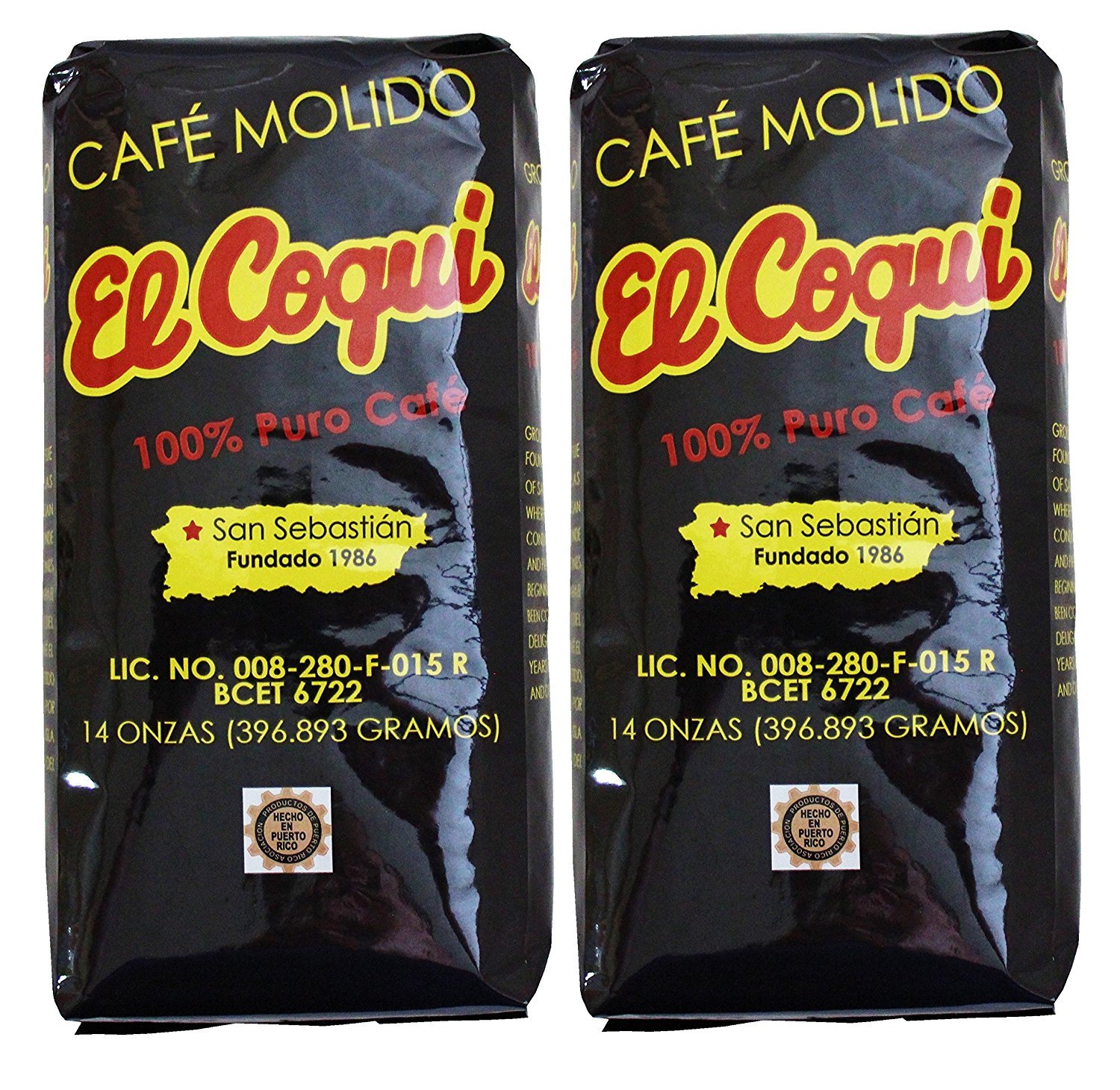 (2 Pack) Puerto Rican Coffee -14 Ounce Bags El Coqui Puro Cafe (28 Ounce Total)