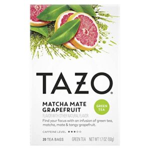 tazo matcha mate grapefruit tea bags, 20 count (pack of 6)