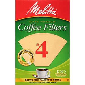 melitta 4 cone coffee filters, unbleached natural brown, 100 total filters count - packaging may vary