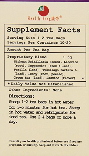 Health King Medicinal Teas Lung Pacifier Herb Tea Bags, 20 Count