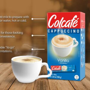 Colcafé French Vanilla Cappuccino Instant Mix | Convenient & Portable Packs | 100% Colombian Coffee | Make Hot or Cold | 6 Count (Pack of 2)