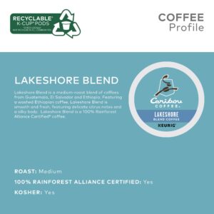 Caribou Coffee Lakeshore Blend, Single-Serve Keurig K-Cup Pods, Medium Roast Coffee, 72 Count