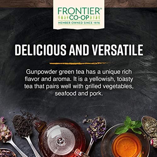 Frontier Co-op Organic Gunpowder Green Tea Leaves, 1-Pound Bulk, Smokey Green Tea, Maintains Freshness, Kosher, Fair Trade