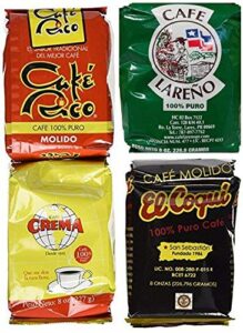 puerto rican variety pack ground coffee - 4 local favorites in 8 ounce bags (lareno, rico, coqui and crema)