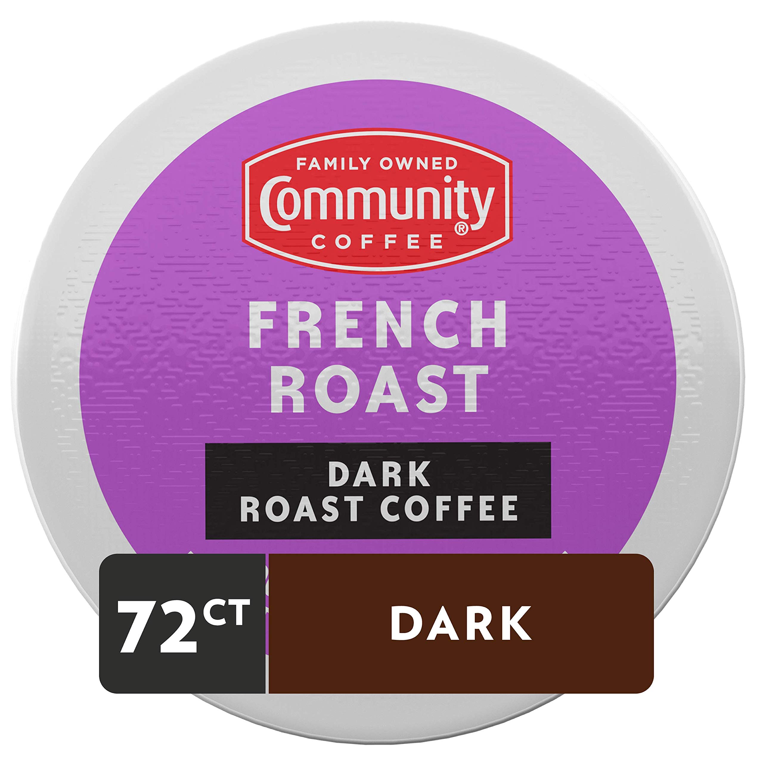 Community Coffee French Roast 72 Count Coffee Pods, Extra Dark Roast, Compatible with Keurig 2.0 K-Cup Brewers, 12 Count (Pack of 6)