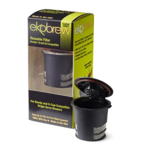 ekobrew classic reusable filter, keurig 1.0 and 2.0 compatible - black