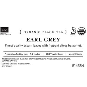 Tea Forte Earl Grey Loose Bulk Tea 1 Pound Pouch, Organic Black Tea, Makes 160-170 Cups