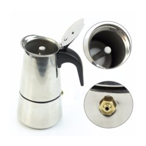 maymii 2 cup/100ml stainless steel moka espresso latte percolator stove top coffee maker pot