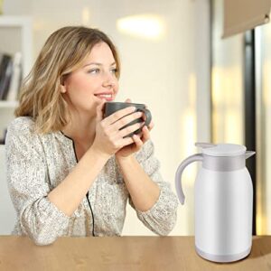 Stainless Steel Thermal Coffee Carafe Dispenser, Unbreakable Double Wall Vacuum Thermos Flask Large Capacity 40oz 1.2L Water Tea Pot Beverage Pitcher for Easter Party(White)