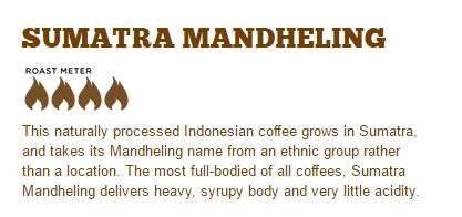 Stone Street Gourmet Coffee Indonesian Sumatra Mandheling, Single Origin, Dark Roast, 1 LB, Whole Bean